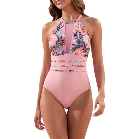 Knosfe One Piece Swimsuit For Women Beach Halter Monokini Summer Tummy
