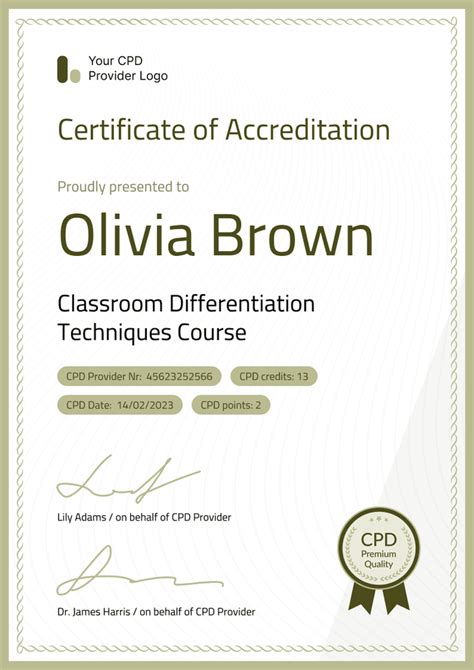 Professional And Stylish Cpd Certificate Template