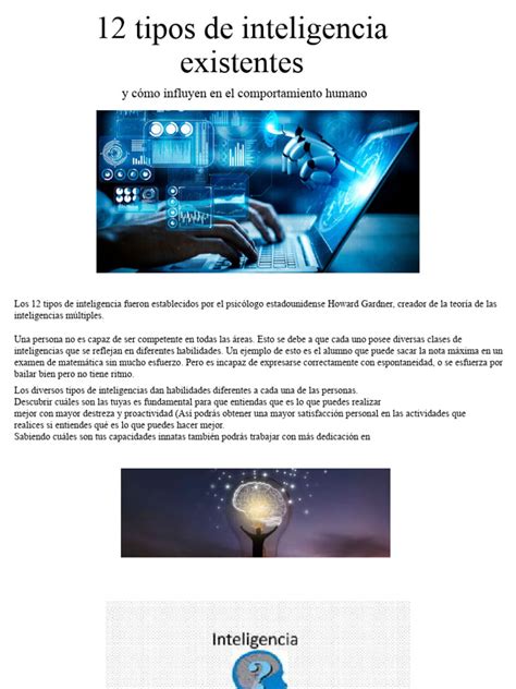 12 Tipos De Inteligencia Existentes Pdf Inteligencia Las Emociones