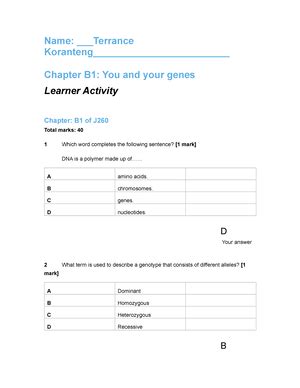 Unit Authorised Assignment Brief For Learning Aim A Biological Molecules And Metabolic