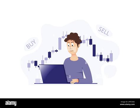 Stock Market Modern Flat Concept For Web Banner Design Male Trader