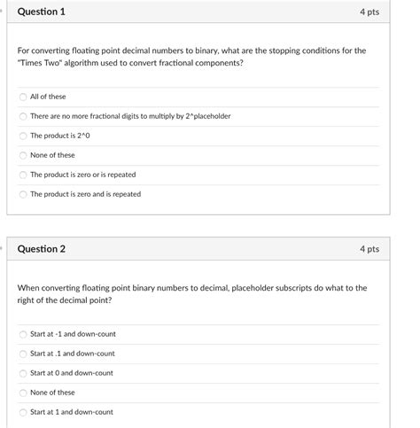 solved question 1 4 pts for converting floating point