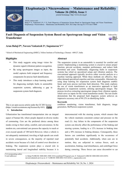 PDF Fault Diagnosis Of Suspension System Based On Spectrogram Image
