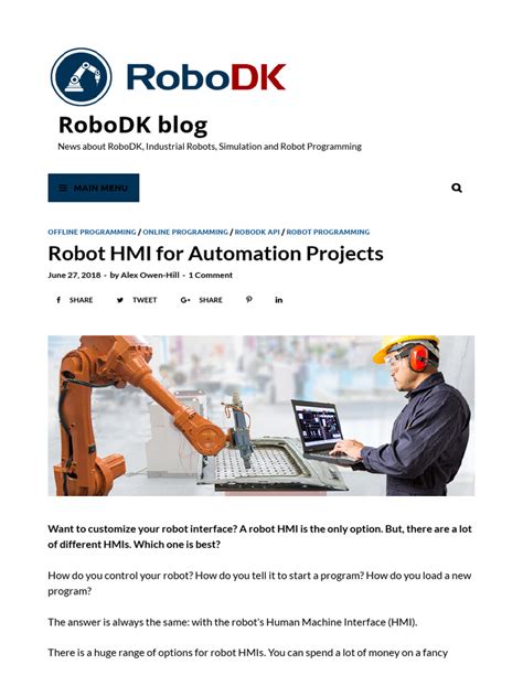 Robot Hmi For Automation Projects Robodk Blog Pdf User Interface