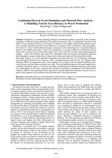 pdf combining discrete event simulation and material flow analysis