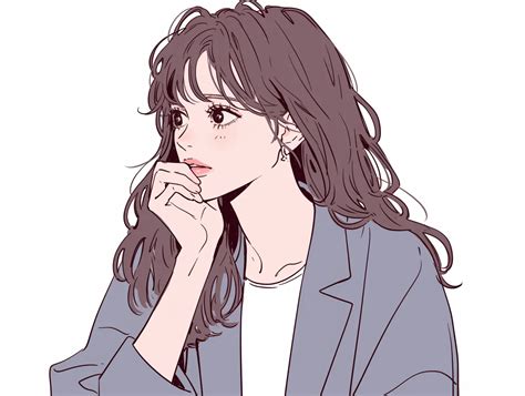 悩む女性と洗練された都会の雰囲気｜イラスト・フリー素材なら「シンテリ」