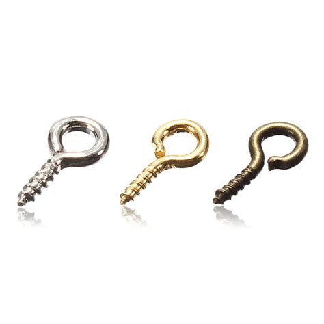 100pcs Mini Eye Pins Eyepins Hooks Eyelets Screw Threaded Peg 8x35mm