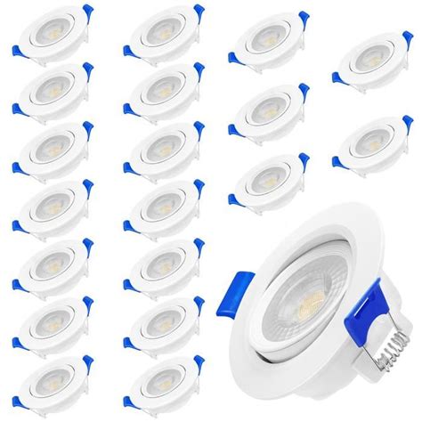 Xmtech Lot De 20 Spot Encastrable Led Downlight Panel Extra Plat 5w