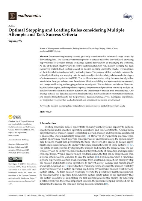 Pdf Optimal Stopping And Loading Rules Considering Multiple Attempts