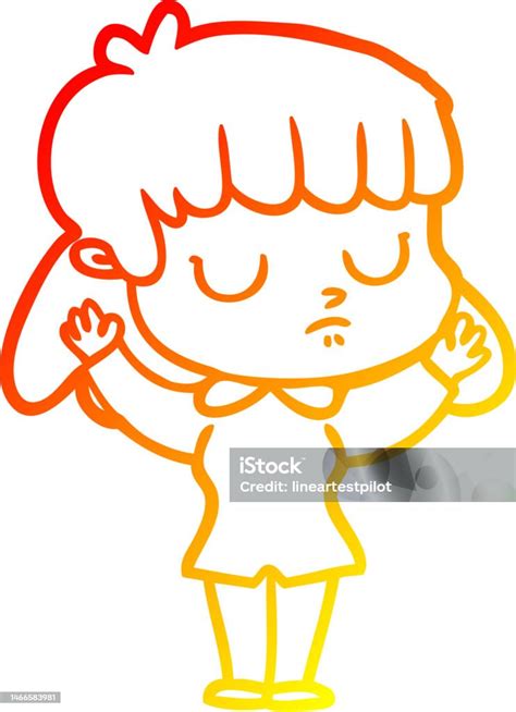 만화 무관심한 여자의 따뜻한 그라데이션 선 그리기 그라데이션에 대한 스톡 벡터 아트 및 기타 이미지 그라데이션 낙서 드로잉 눈 신체 부분 Istock