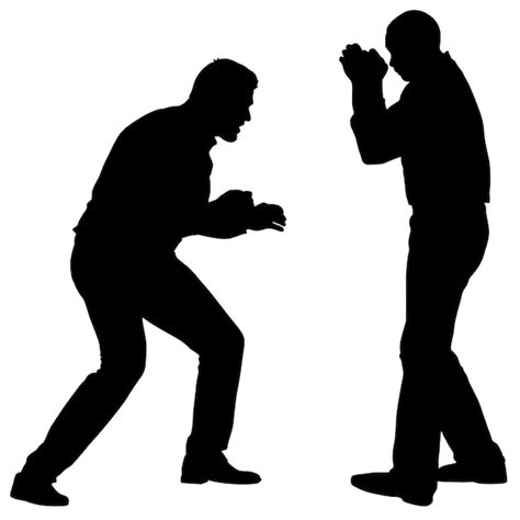 흰색 배경에 선수 복서의 검은 실루엣 프리미엄 벡터