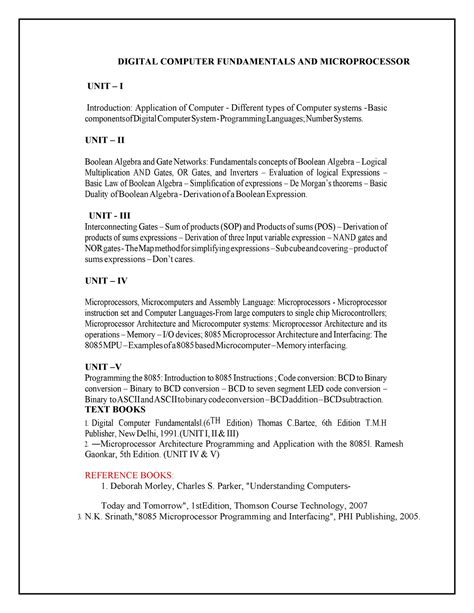 Digital Computer Fundamentals And Microprocessor Digital Computer