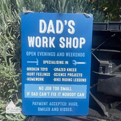 Hanging Workshop Dad Metal Sign Rl Home Decor