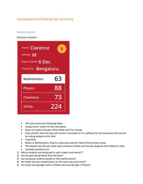 Solution Computational Thinking Full Summary Studypool