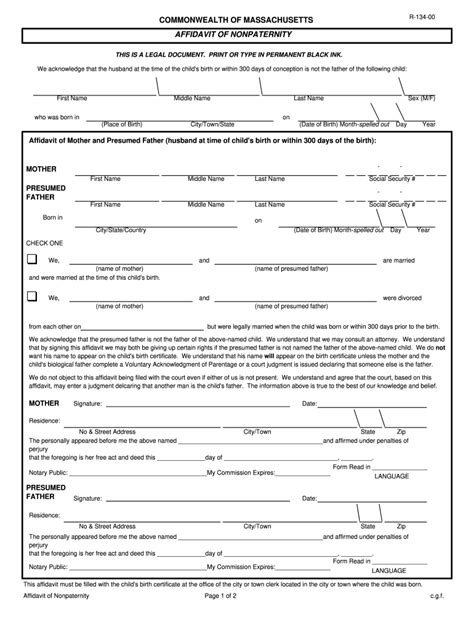 Affidavit Of Non Paternity Massachusetts Fill Out And Sign Online Dochub