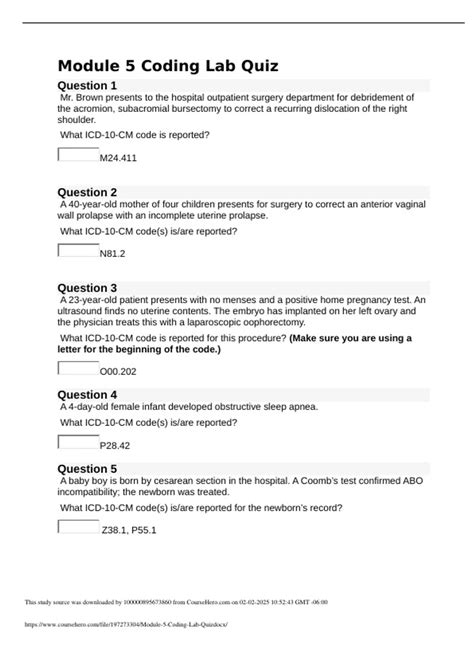 HIT 205 Module 5 Coding Lab Quiz 100 OUT OF 100 GRADED A HIT 205 Stuvia US