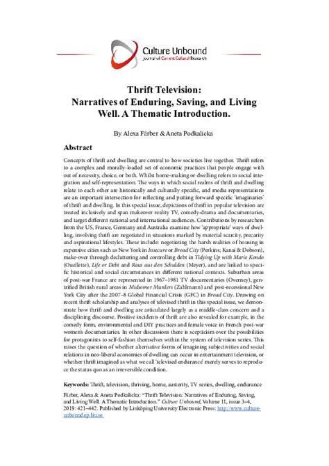 pdf thrift television narratives of enduring saving and living
