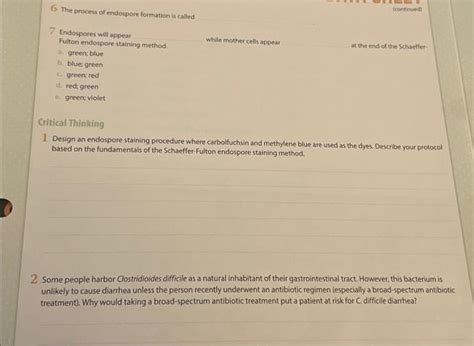 Solved 6 The Process Of Endospore Formation Is Called 7