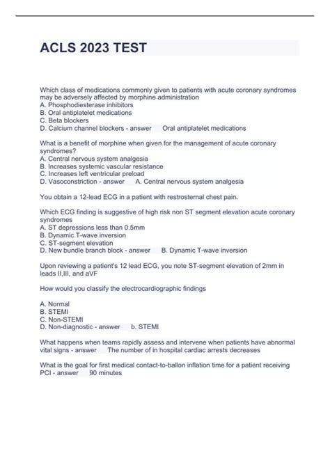 Acls 2023 Test Questions Answered 100 Correct 2023 Acls Stuvia Us