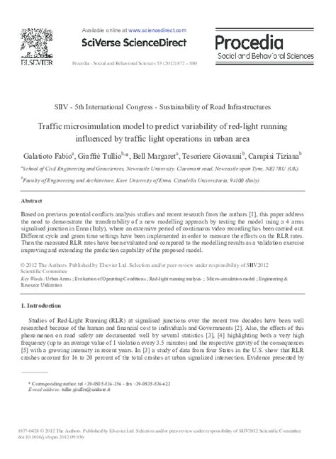 Pdf Traffic Microsimulation Model To Predict Variability Of Red Light