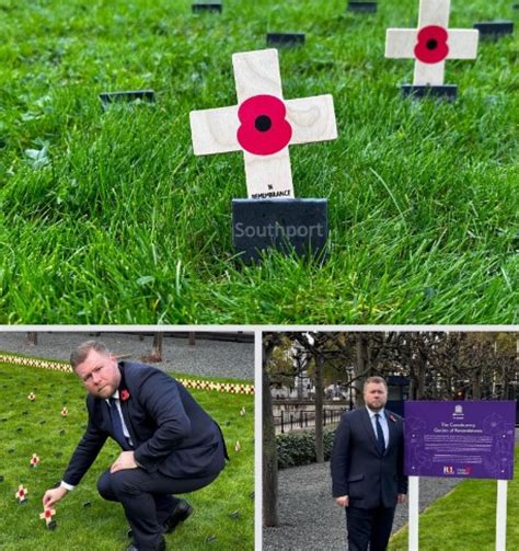 Southport Mp Lays A Remembrance Cross In The Constituency Garden Of
