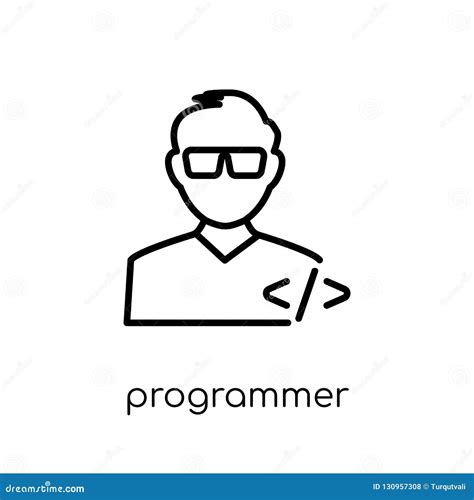 Programmer Icon Trendy Modern Flat Linear Vector Programmer Icon On White Background From Thin