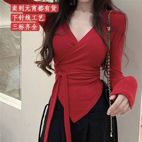 RM33719 下针线工艺卖到元宵都有货辣妹纯色小心机短款T恤上衣 长袖T恤上衣 女装批发 秋冬款 女装批发 台灣服飾批發 马来西亚服饰