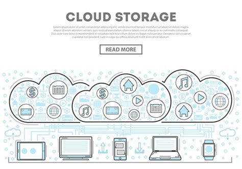 Premium Vector Global Cloud Storage Linear Style Infographics