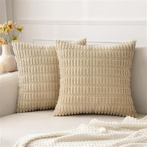 Miulee Pack Of 2 Corduroy Decorative Throw Pillow Covers