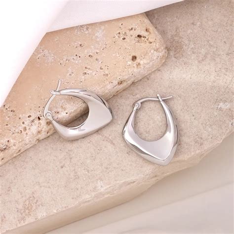 Oblong Hoop Earrings 925 Silver The Retro Room