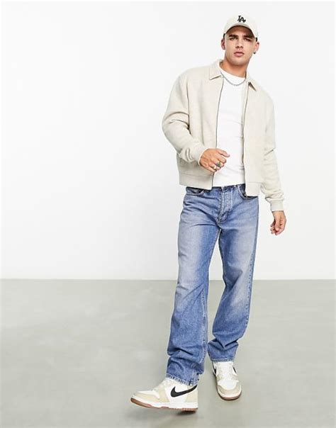 Asos Design Oversized Jersey Jacket In Off White Asos
