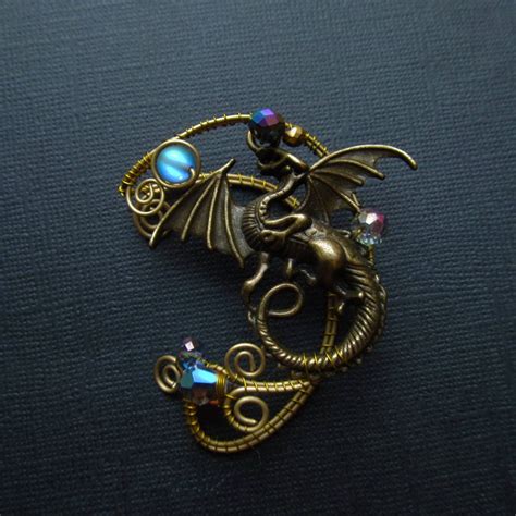 Dragon Ear Cuff Wire Jewelry No Piercing Ear Cuffs Blue Ear Etsy
