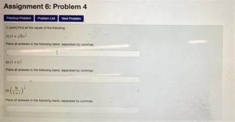 Solved Assignment 6 Problem 4 Previous Problem Problem List