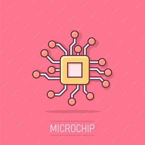 Premium Vector Circuit Board Icon In Comic Style Technology Microchip Vector Cartoon