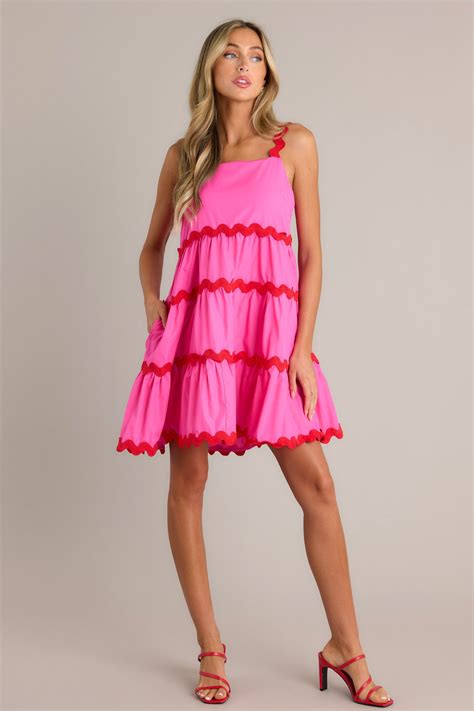 Hot Pink Ricrac Mini Dress All Dresses Red Dress