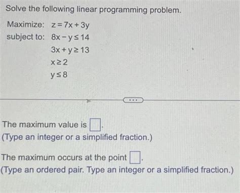 Solved Solve the following linear programming problem. | Chegg.com