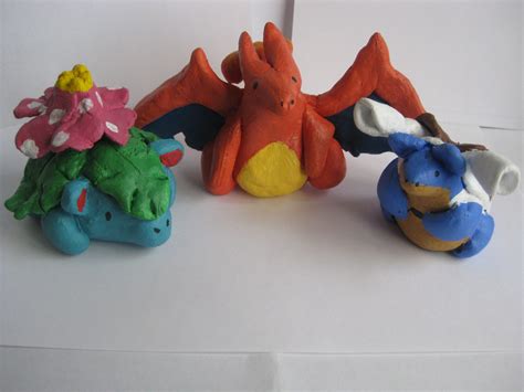 Air Dry Clay Models Of The 3 Final Evolutions Of The Starter Pokemon