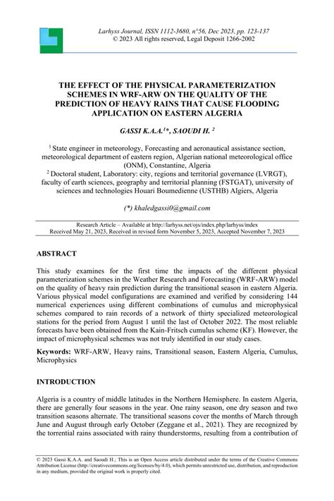 Pdf The Effect Of The Physical Parameterization Schemes In Wrf Arw On
