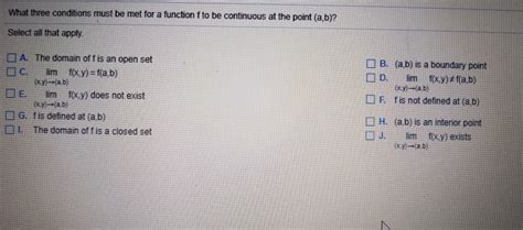 Solved What Three Conditions Must Be Met For A Function F To
