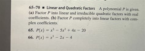 65 70 ﻿linear And Quadratic Factors A Polynomial P