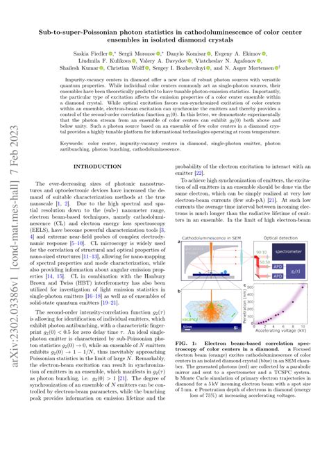 Pdf Sub To Super Poissonian Photon Statistics In Cathodoluminescence