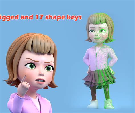 Artstation Cartoon Liitle Girl Rigged Low Poly Game Assets