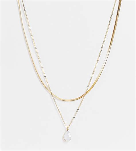 Designb London Curve Designb Curve Multirow Necklace With Semi Precious