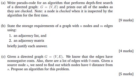 Solved A Write Pseudo Code For An Algorithm That Performs