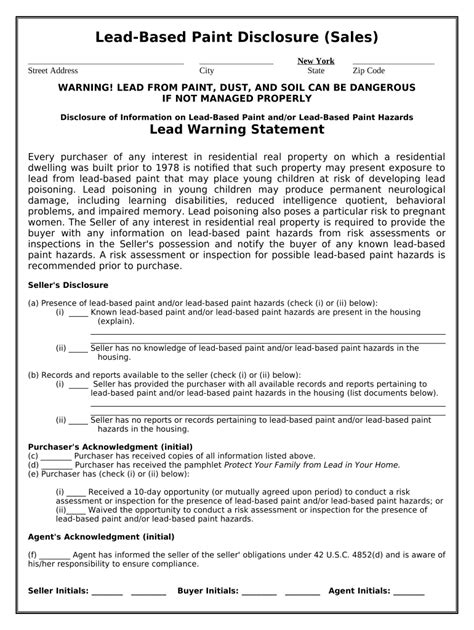 Lead Paint Disclosure Form Fill Out Sign Online DocHub