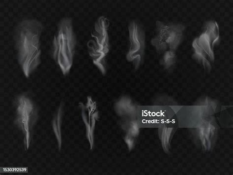 현실적인 연기 증기 커피 차 또는 뜨거운 음식의 자연 증기 3d 연기가 자욱한 컬 효과 및 물 담뱃대 연기 Vape 담배 따뜻한