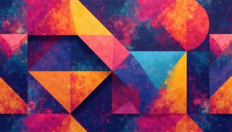 Abstract Geometric Shapes In Vibrant Hues Repeating Seamlessly