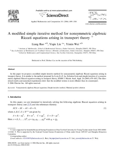 pdf a modified simple iterative method for nonsymmetric algebraic