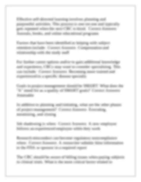 Citi Training Crc Advanced Questions With Complete Solutions Exams Nursing Docsity