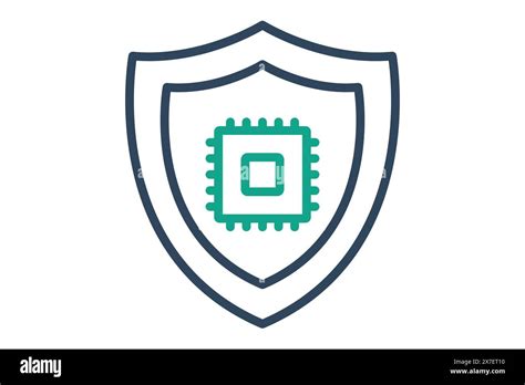 Computer Security Icon Cpu With Shield Icon Related To Information Technology Line Icon Style